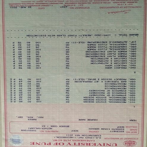 Engineering Marksheet | PDF