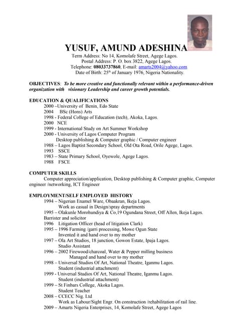 ADEWALE'S CV | PDF