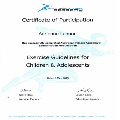 AFA Cert IV Fitness | PDF