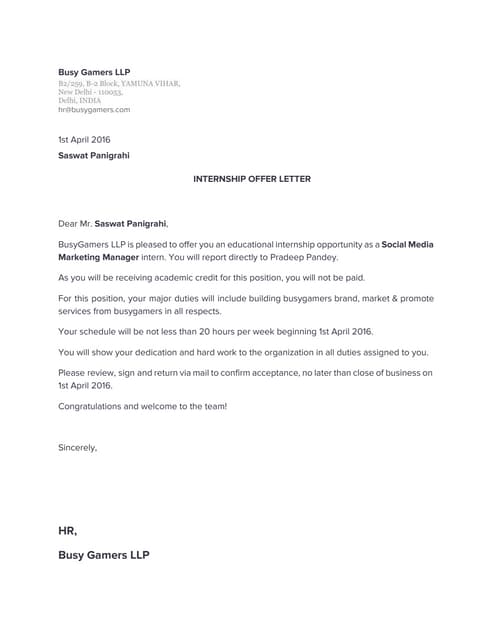 Internship completion letter | PDF