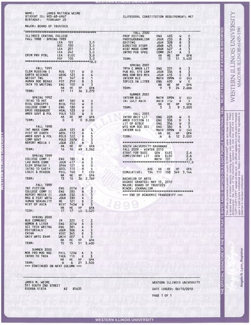 Houston Community College Transcript | PDF