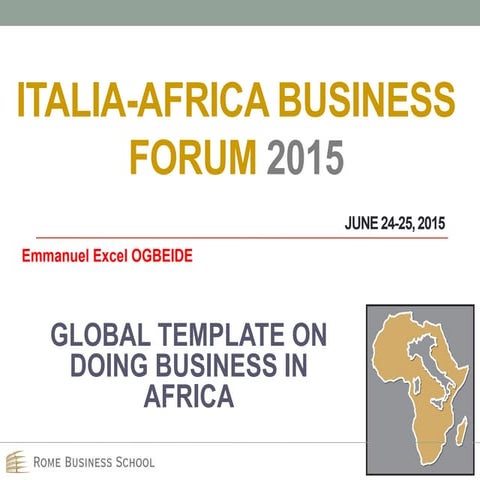 Dr. Emmanuel Excel Ogbeide - Italia Africa Business Forum 2015 | PDF