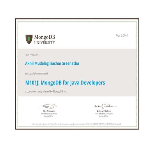 Mongodb Certificate | PDF