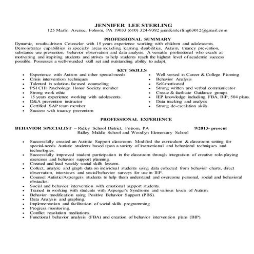 JENNIFER BAKEY STERLING professional resume 2015 | DOCX