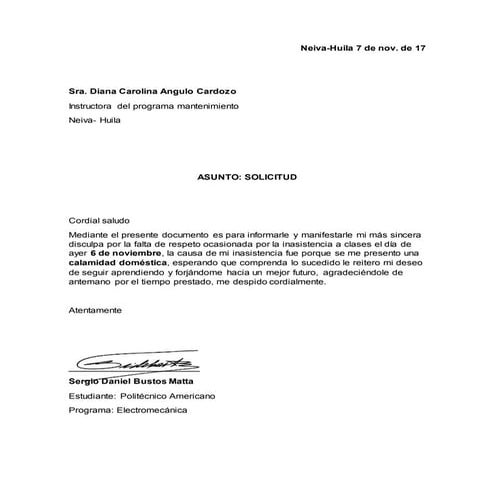 CARTA EXCUSA | DOCX