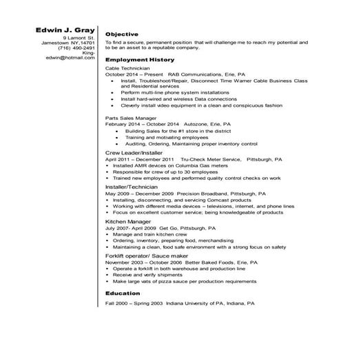 Charles Washington III Official Resume | DOC
