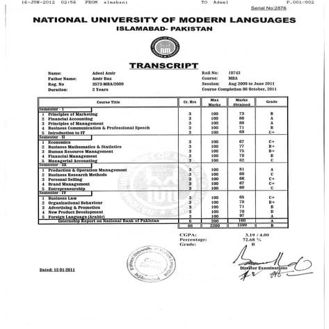 MBA Mark Sheet | PDF