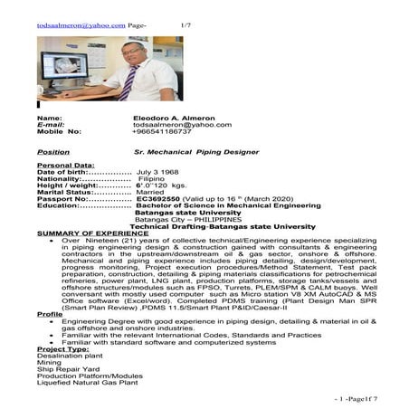 Piping Designer CV | PDF