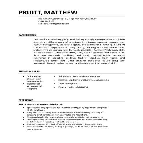 Matt Pruitt Resume | DOCX