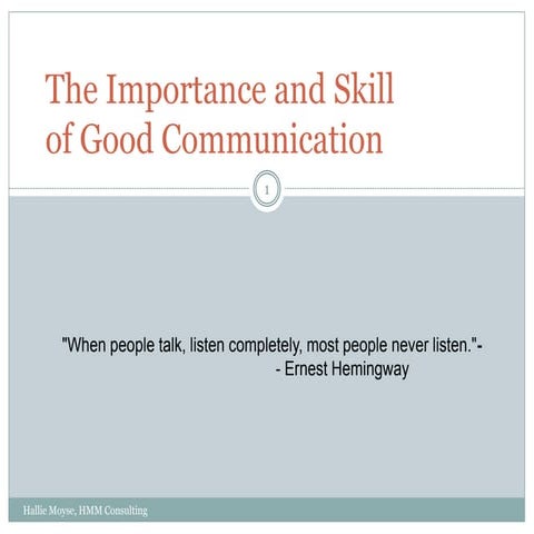 The Importance and Skill of Good Communication | PPT
