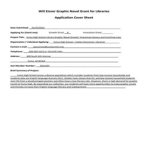 Will eisner graphic novel grant for libraries application | DOCX