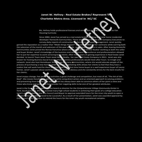 Janet's Updated BIO | PDF