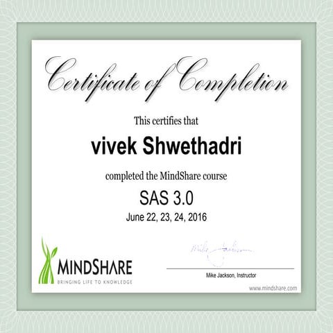 SAS_3.0-vivek_Shwethadri | PPT