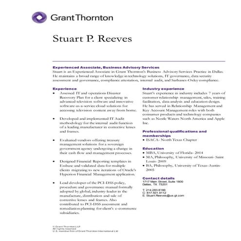 Stuart Reeves Bio Late 2015 | DOCX