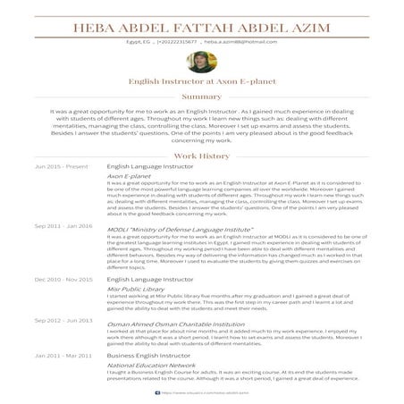 Heba.CV | Workshops and Classes | Hobbies & Interests