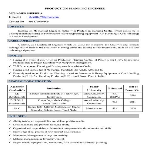MECHANICAL ENGINEER | PDF