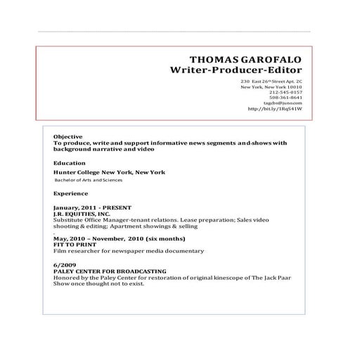 Thomas Garofalo resume | DOCX