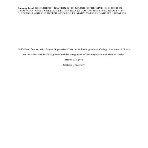 Identification With MDD | PDF