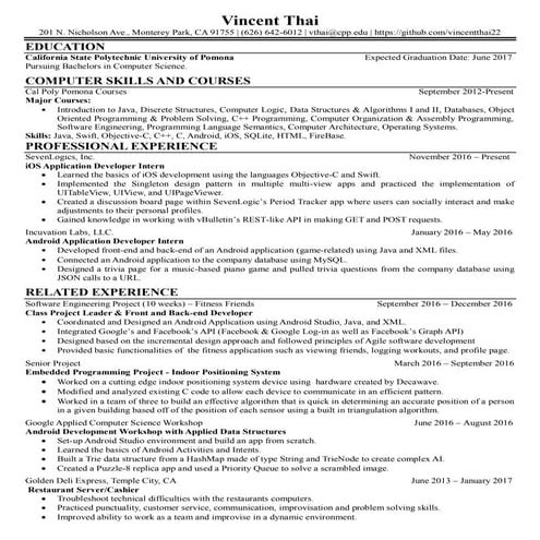 Vincent Thai Resume 2-7-2017 | PDF