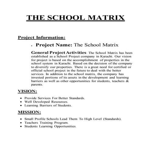 THE SCHOOL MATRIX | DOCX | Education industry | Industries