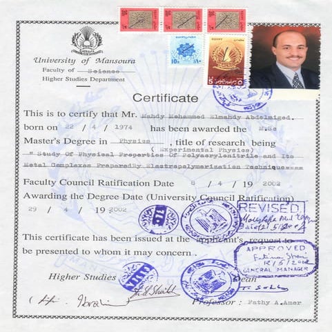 M.Sc Certificate | PDF