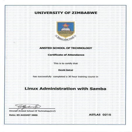 UZ Linux Admin Attendance Certificate | PDF