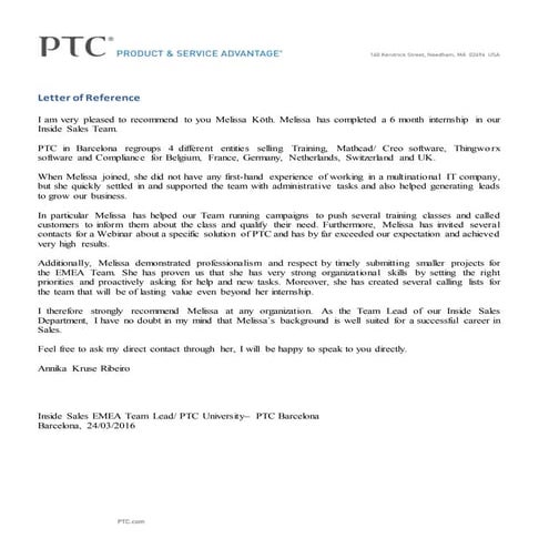 Reference Letter Melissa | DOCX