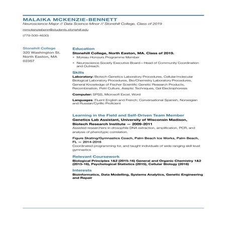 MMB ResumePDFnew | PDF | Genetics | Science