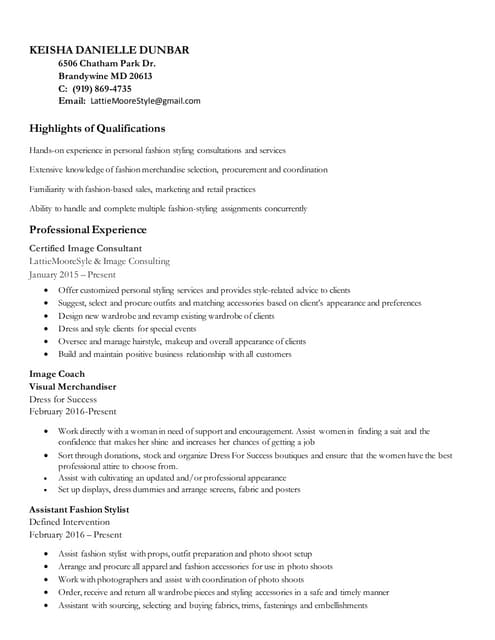 wardrobe resume | PDF