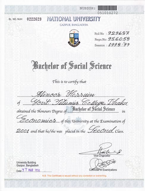 BE Degree Certificate | PDF