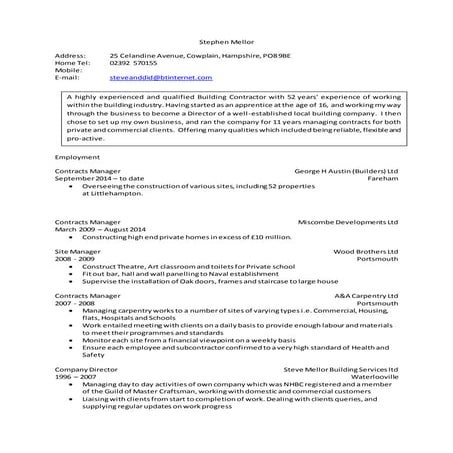 Stephen Mellor cv | DOCX