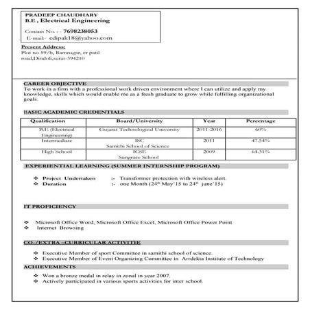 pradeep resume | DOC