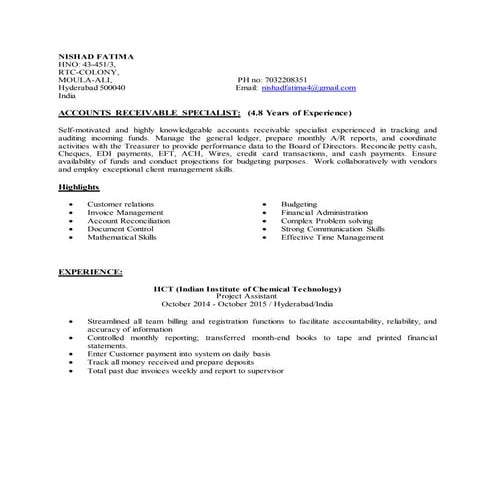 Nishad Fatima (Resume) | PDF