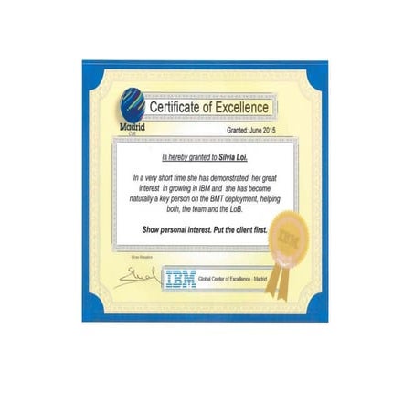 June2015IBMCertificateOfExcellenceSL | PPT