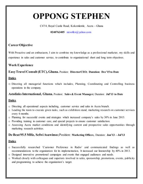 Stephen Oppong, Sales and events manager at Astolinks company ltd