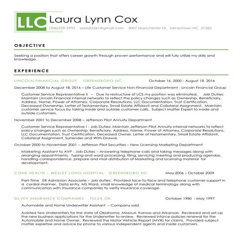 Laura Cox 2016 Final Resume word doc | PDF