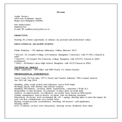 Resume Sujith Subramanian | DOC