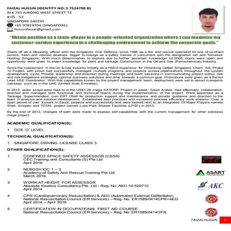 FAIZAL HUSSIN Full Resume - REV 1 | PDF