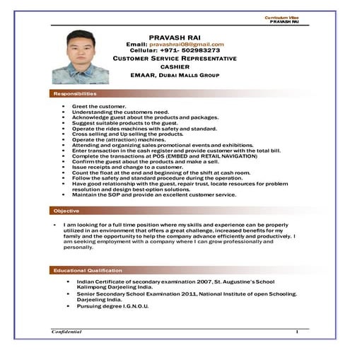 CV PRAVASH RAI. | DOCX