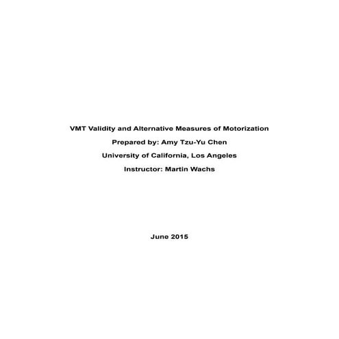 VMT Validity and Alternative Measures of Motorization | PDF | Political ...