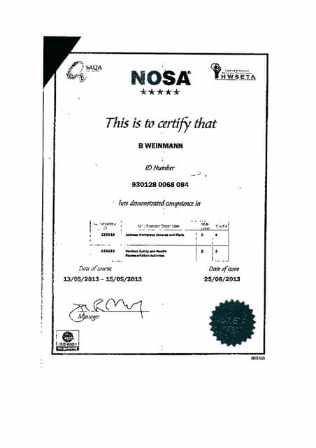 SHE Rep - Certificate