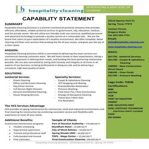 HCS Capability Statement updated | PDF
