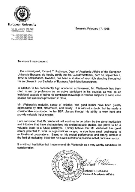 Recommendation Letter from Rector Magnificus University of Groningen ...