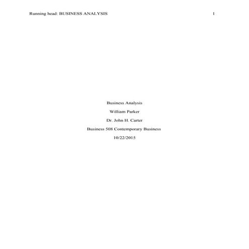 Assignment 1 Business Analysis | DOC