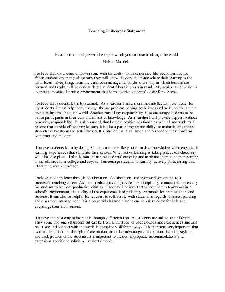Teaching Philosophy Statement Teaching Philosophy Statement