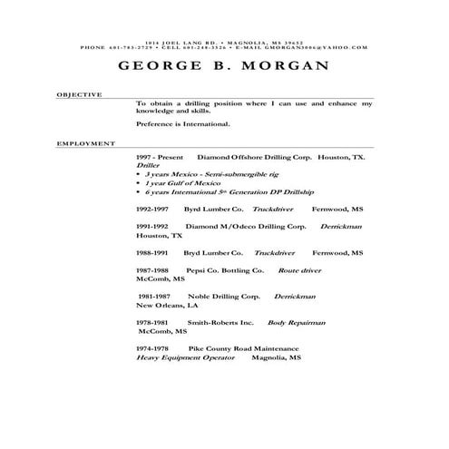 Billys resume # 2 | DOCX