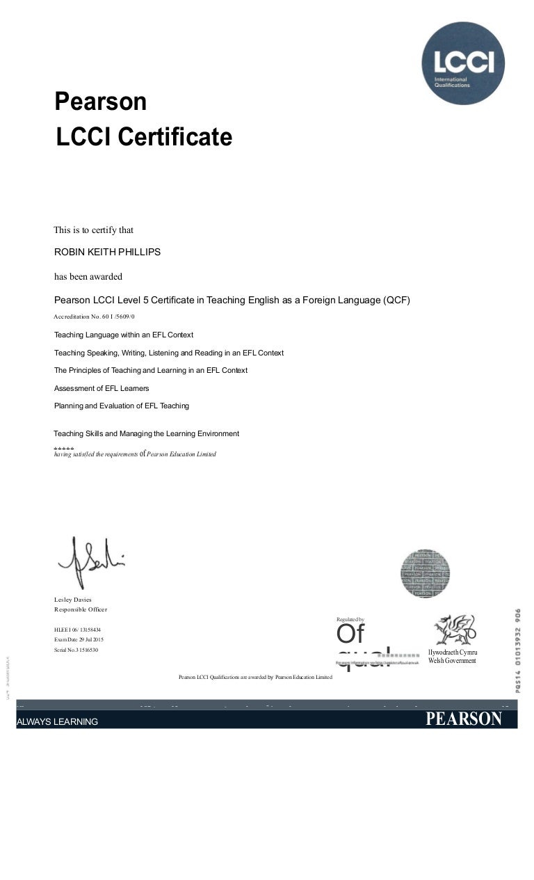 TEFL level 5 Certificate