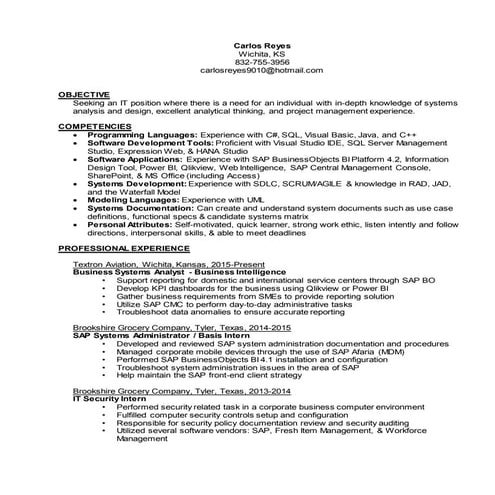 Resume - Carlos Reyes | PDF