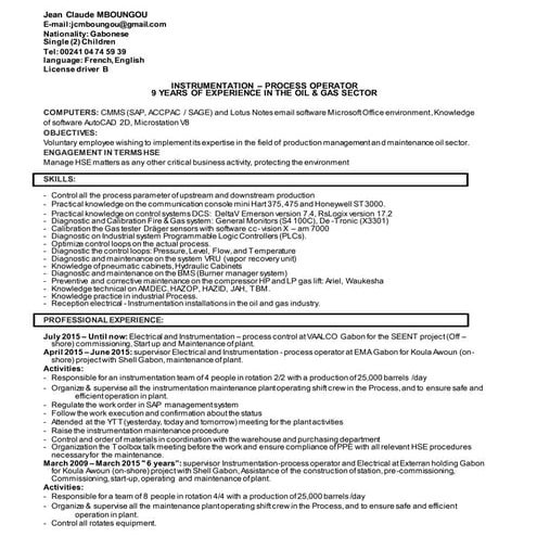 Jean Claude MBOUNGOU ENGLISH CV | PDF