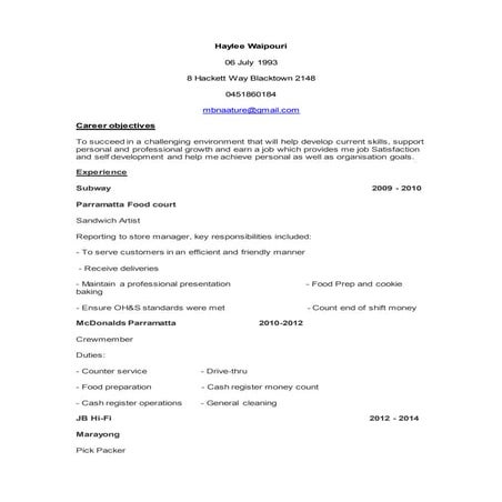 Haylee Waipouri Resume | DOCX